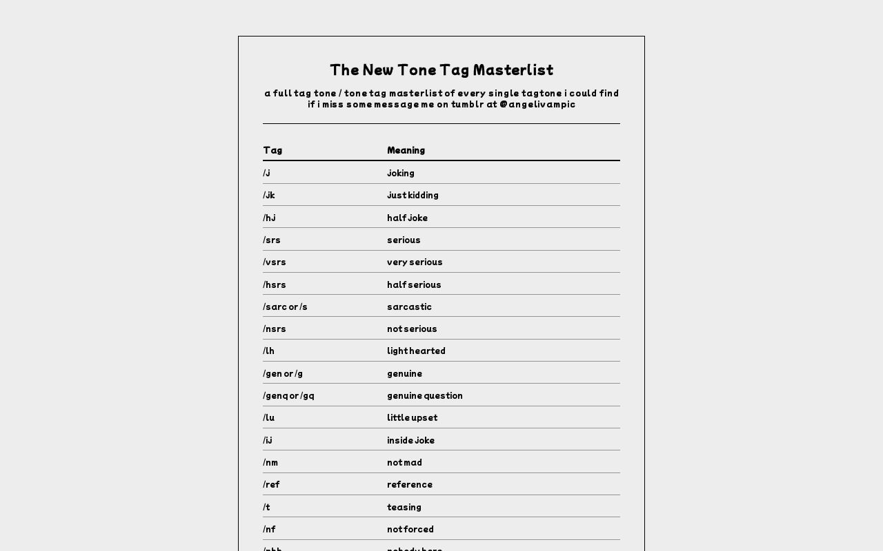 Tone Tag Masterlist tone-tag-masterlist